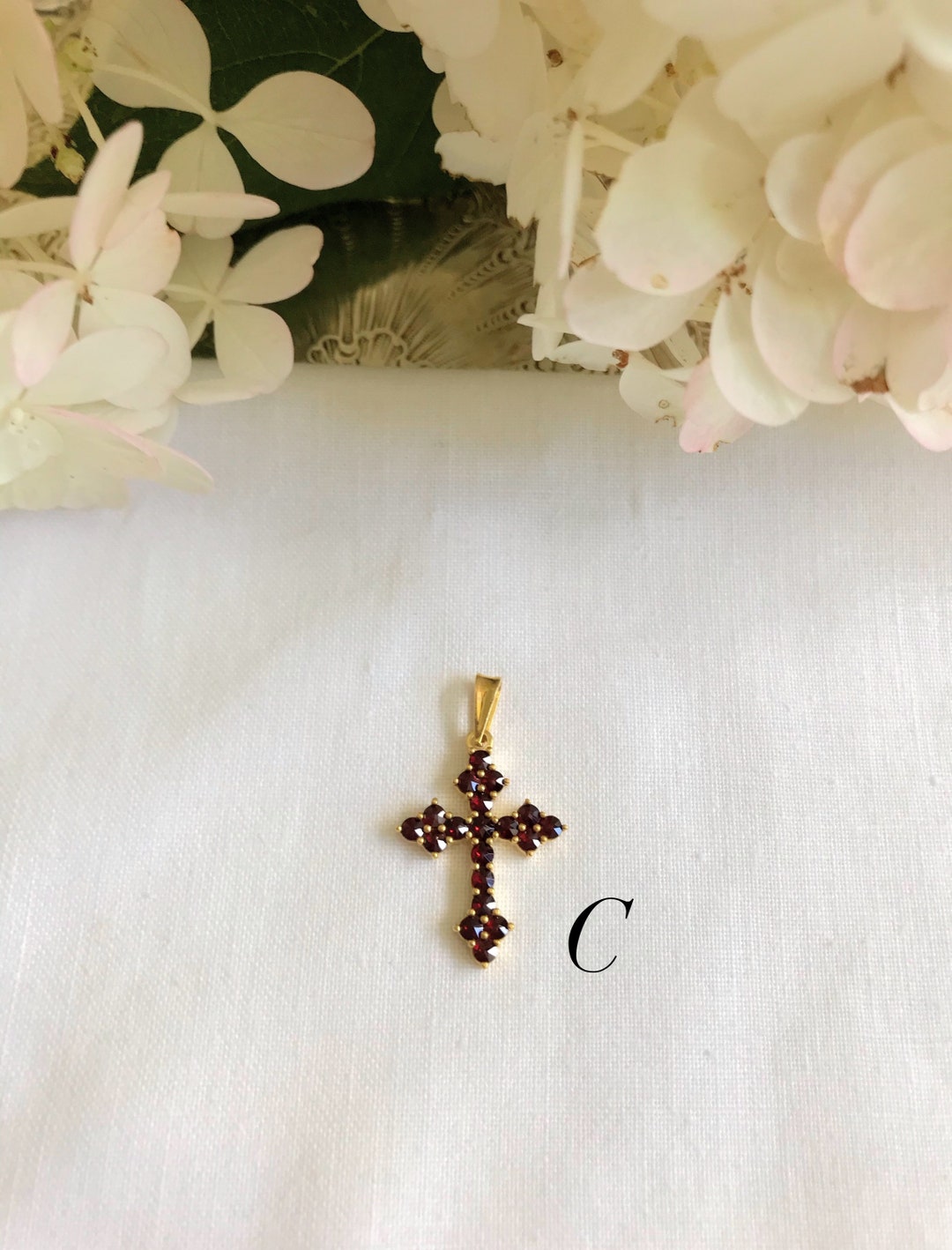Garnet Cross Necklace ~ Rare Garnet Cross Necklace ~ Garnet Necklace ...