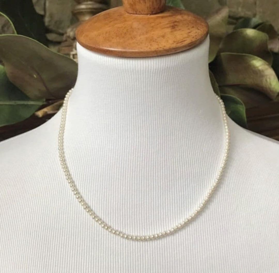 Elegant Tiny Pearl Necklace~aaa Grade 3mm Pearl Necklace~14k Gold Clasp ...