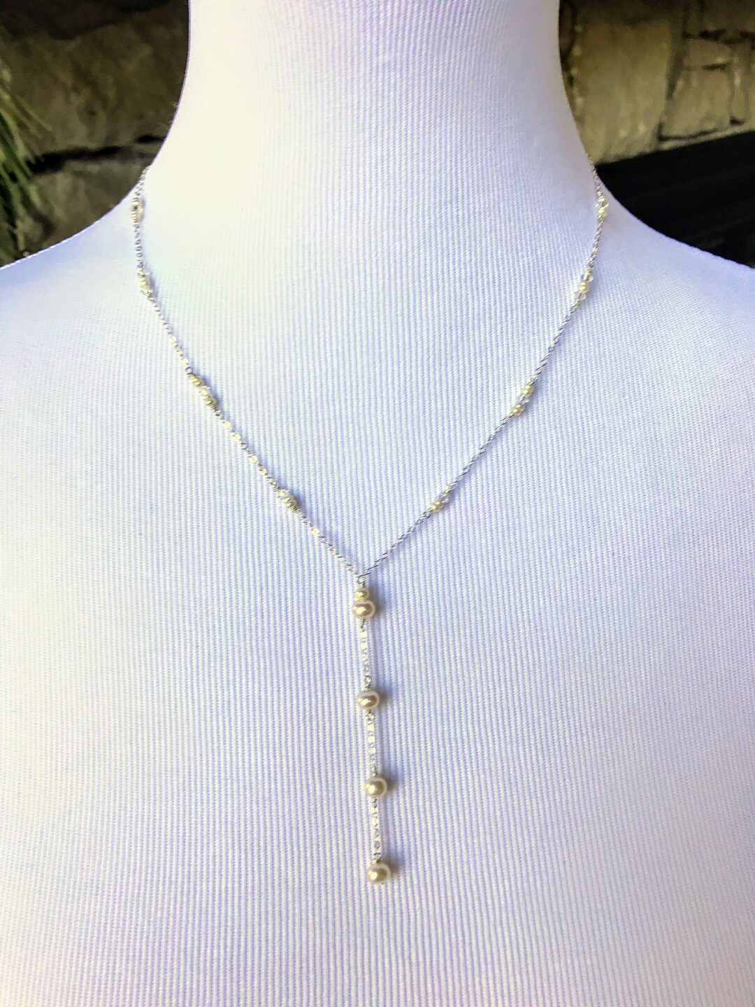 Collier Y de perles ~ Collier Y de perles et de cristaux ~ Collier de ...