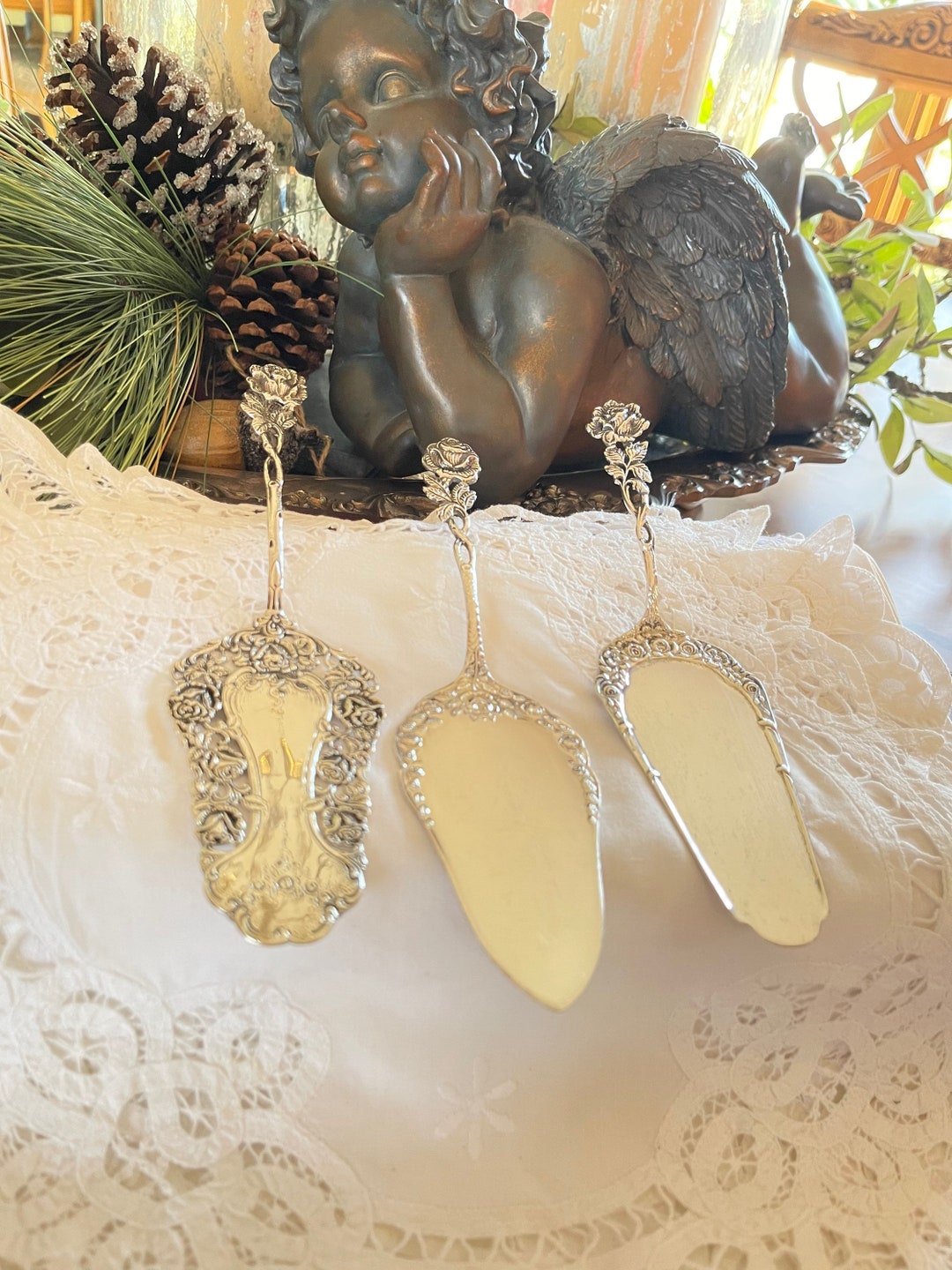Three Gorgeous Antique Silver Servers ~ German Cake Servers ~ Antique ...