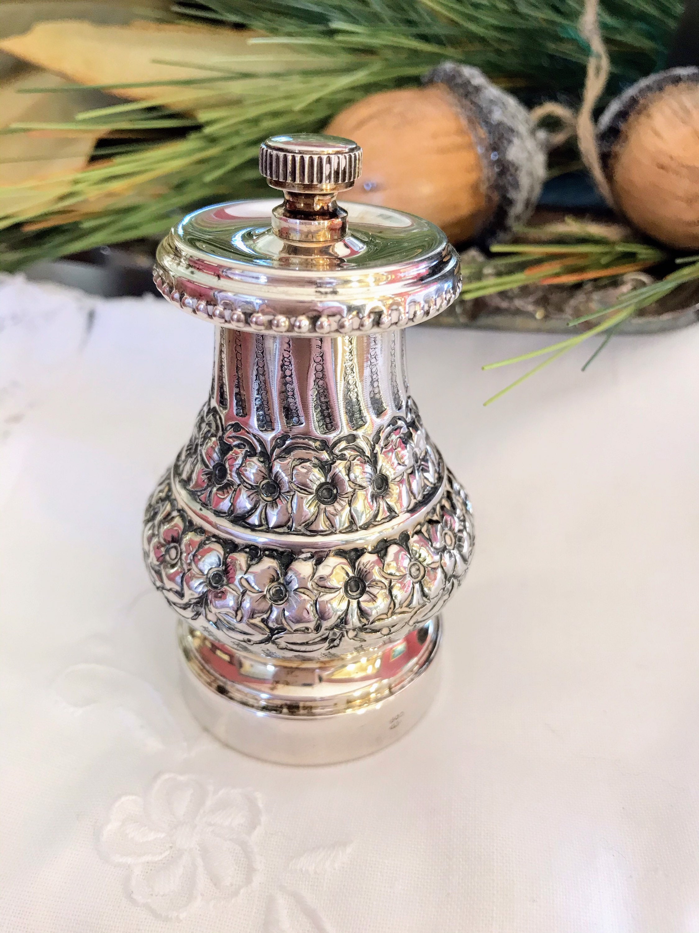 Fine Italian Salt or Pepper Grinder ~ Peruzzi Silver ~ Antique Grinder ...