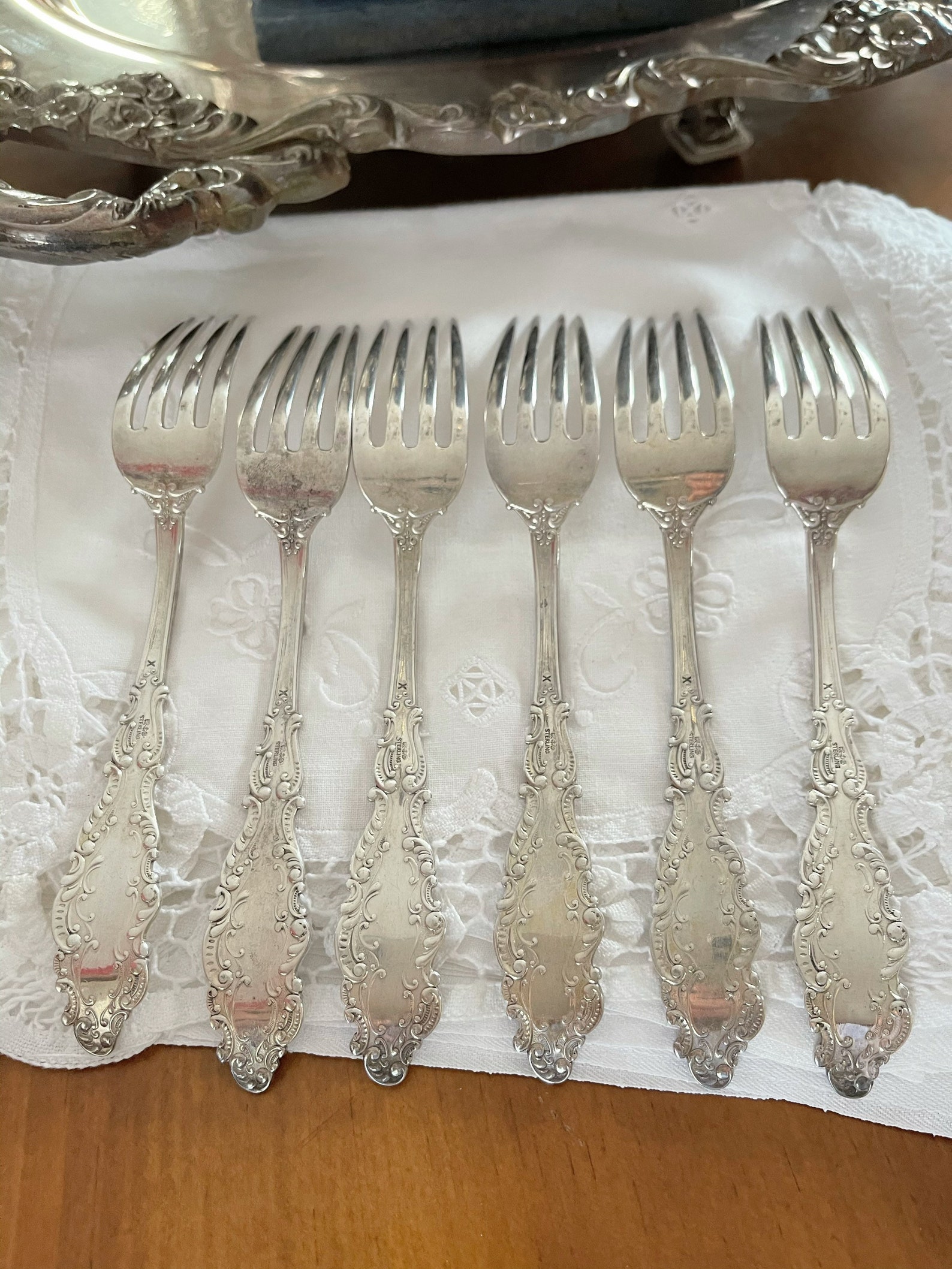 Elegant Gorman Luxembourg Silver Dinner Ware ~ Dinner Forks ~ Seafood ...