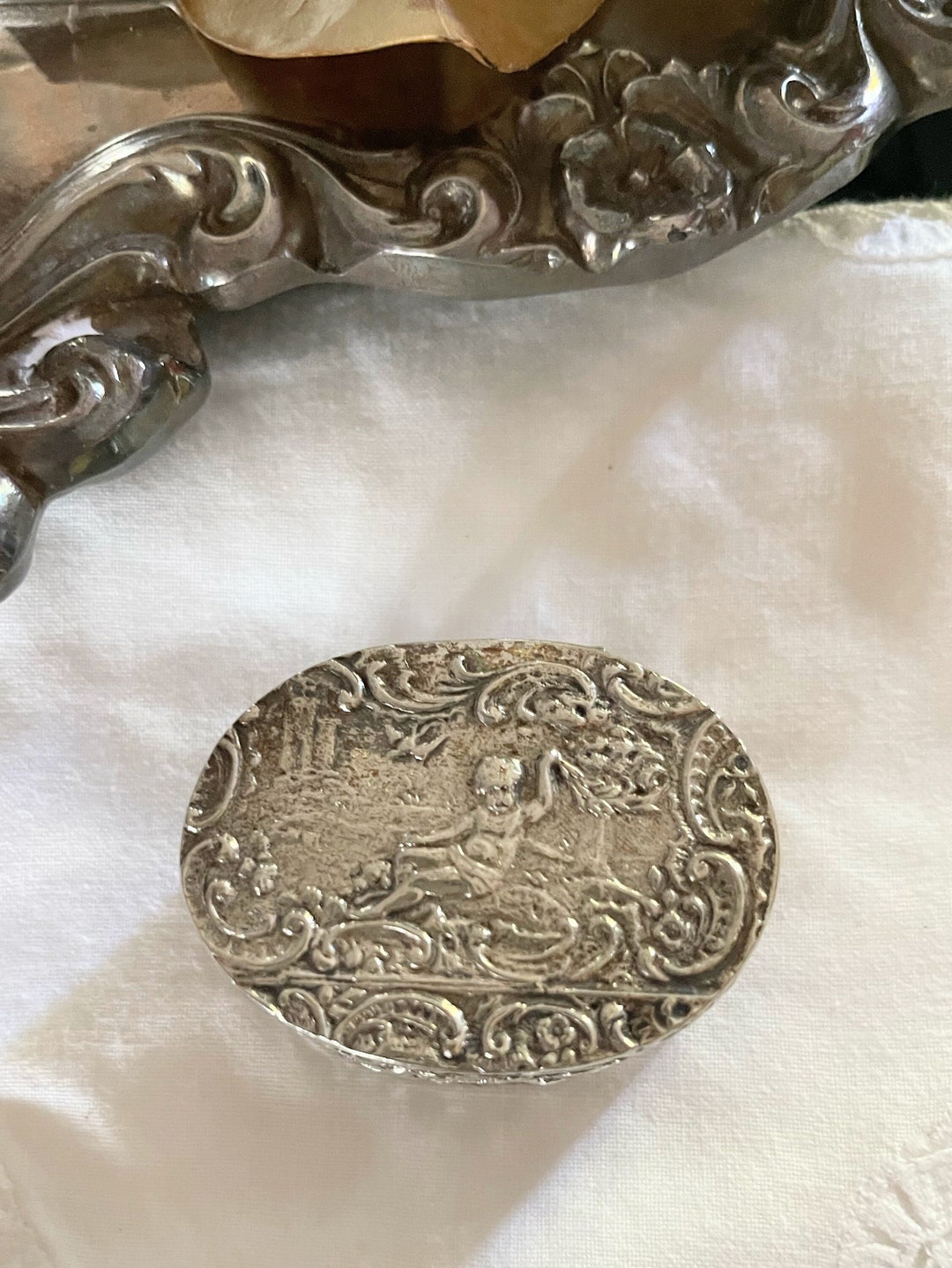 Large Antique Sterling Silver Pill Boxes 800 Silver European Silver ...