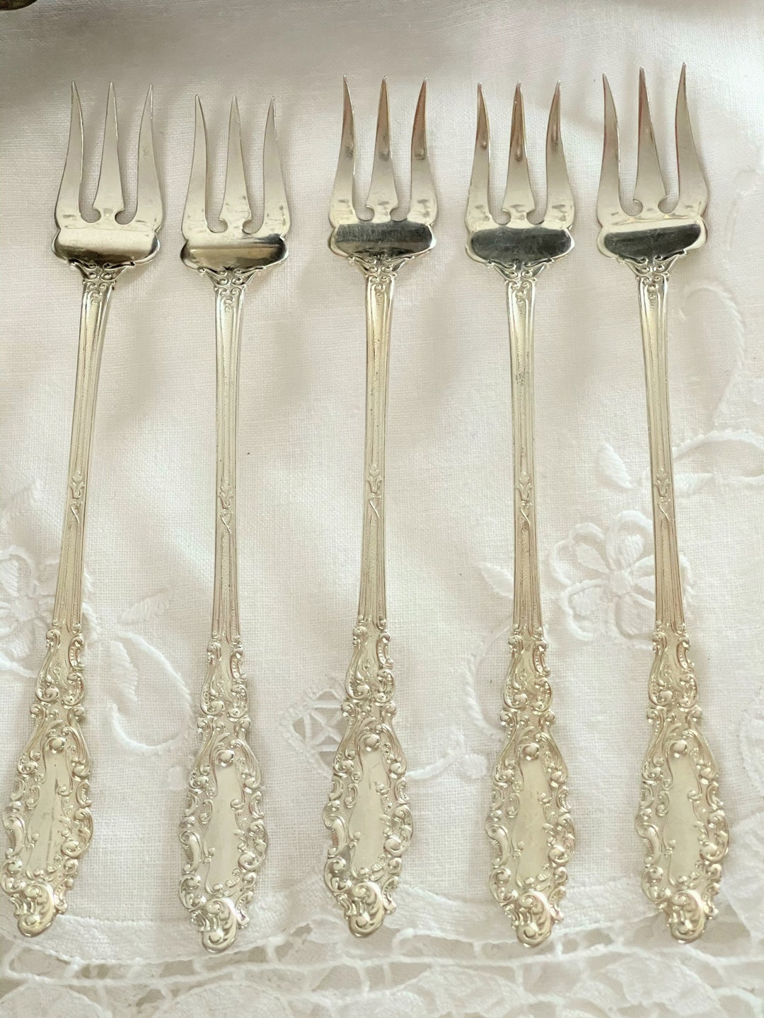 Elegant Gorman Luxembourg Silver Dinner Ware ~ Dinner Forks ~ Seafood ...