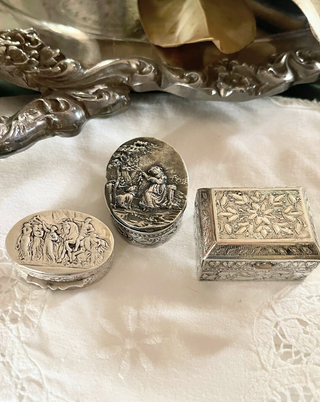 Beautiful Antique Italian Sterling Silver Pill Boxes 800 Silver ...