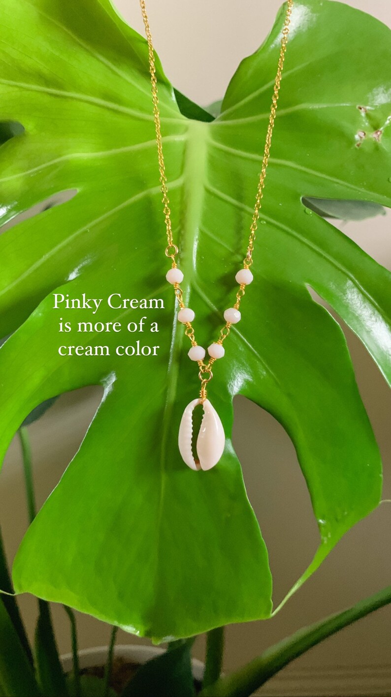 Cowrie Shell With Beaded Chain Necklace Gold Plated or Gold - Etsy