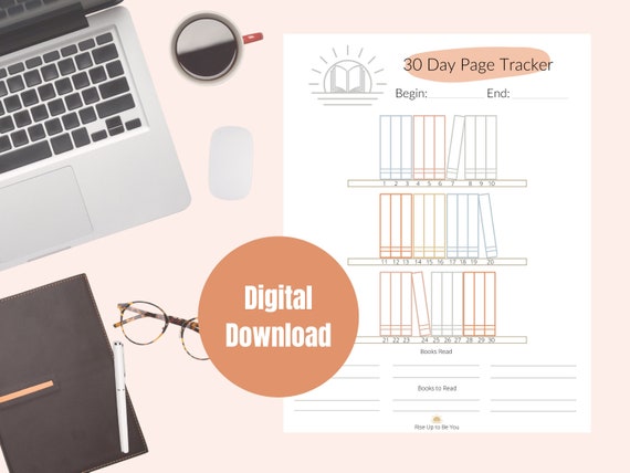 30 Day Page Tracker Reading Habit Tracker Planner Printable | Etsy