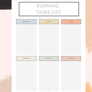 Running Tasks List, Task List, to Do List, Goal Manager, Planner ...