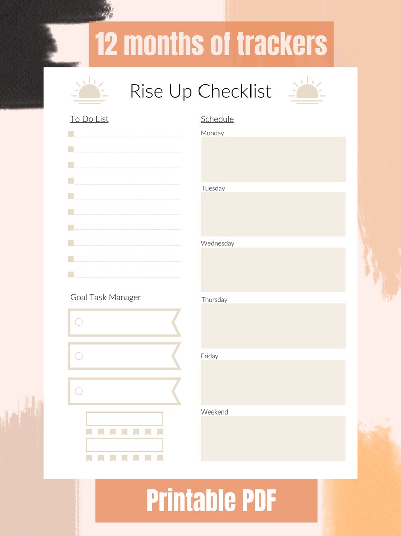 Rise up Checklist Task List to Do List Goal Manager - Etsy
