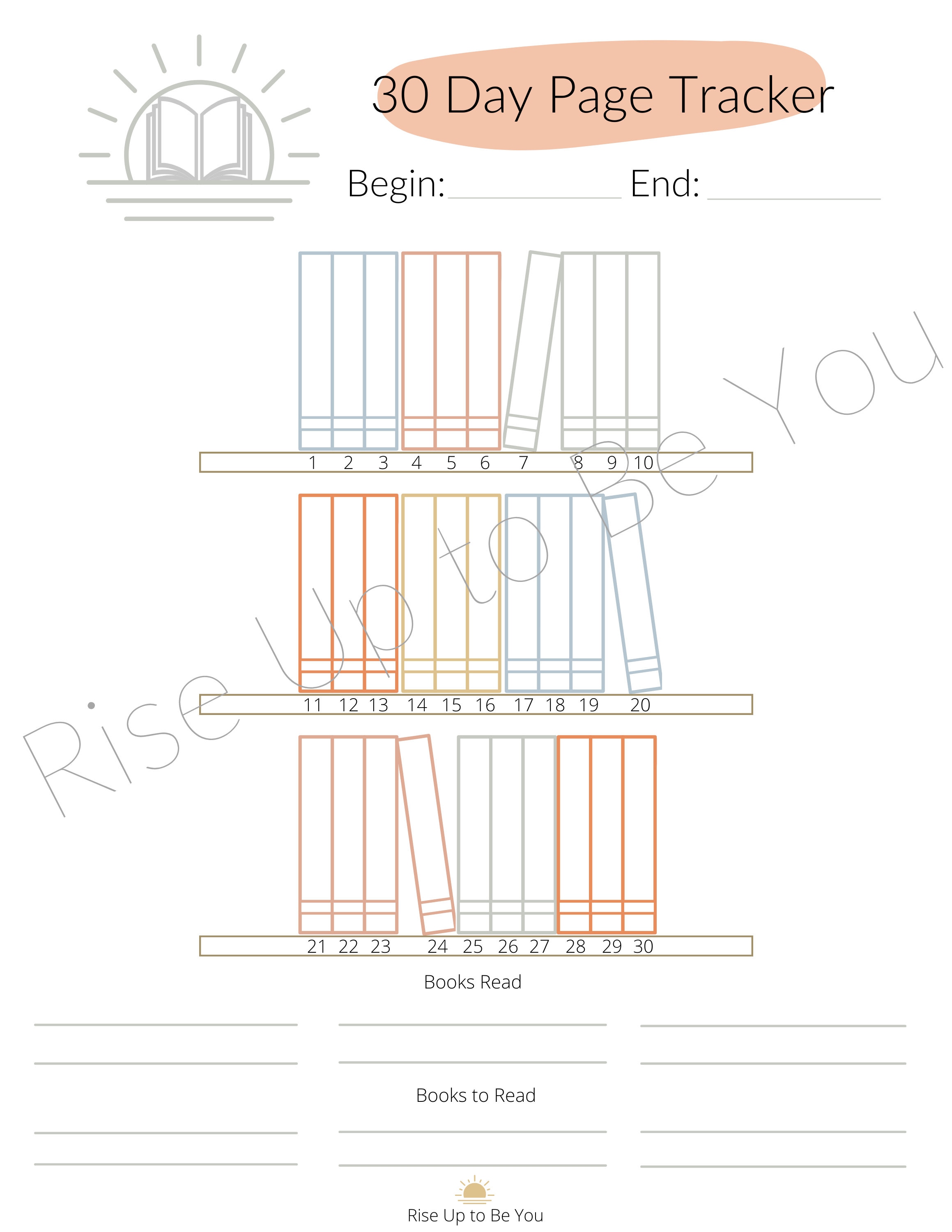 30 Day Page Tracker, Reading Habit Tracker, Planner Printable - Etsy