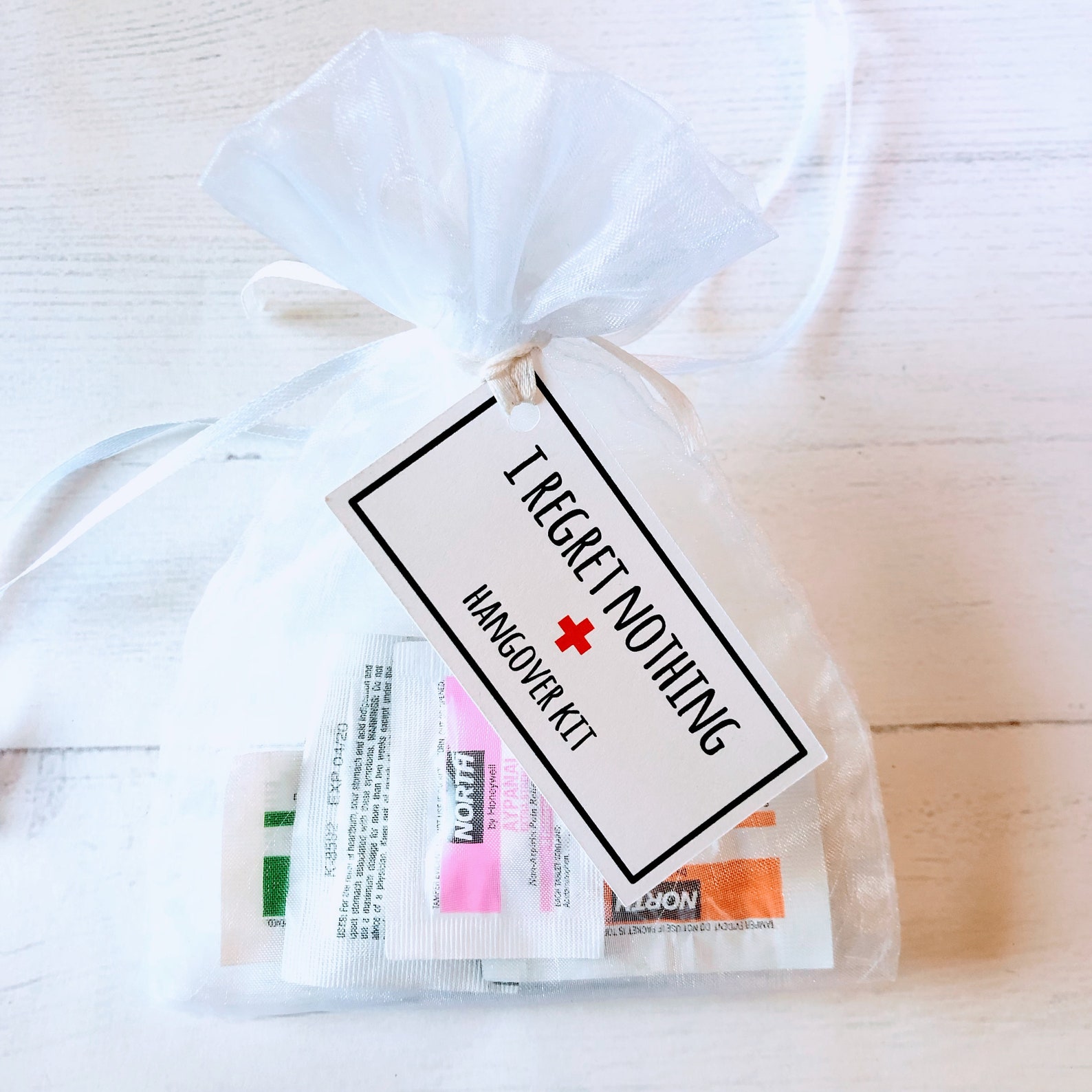 I Regret Nothing Kit -hangover Kit Bag & Tag- Wedding Recovery Kit -DIY ...