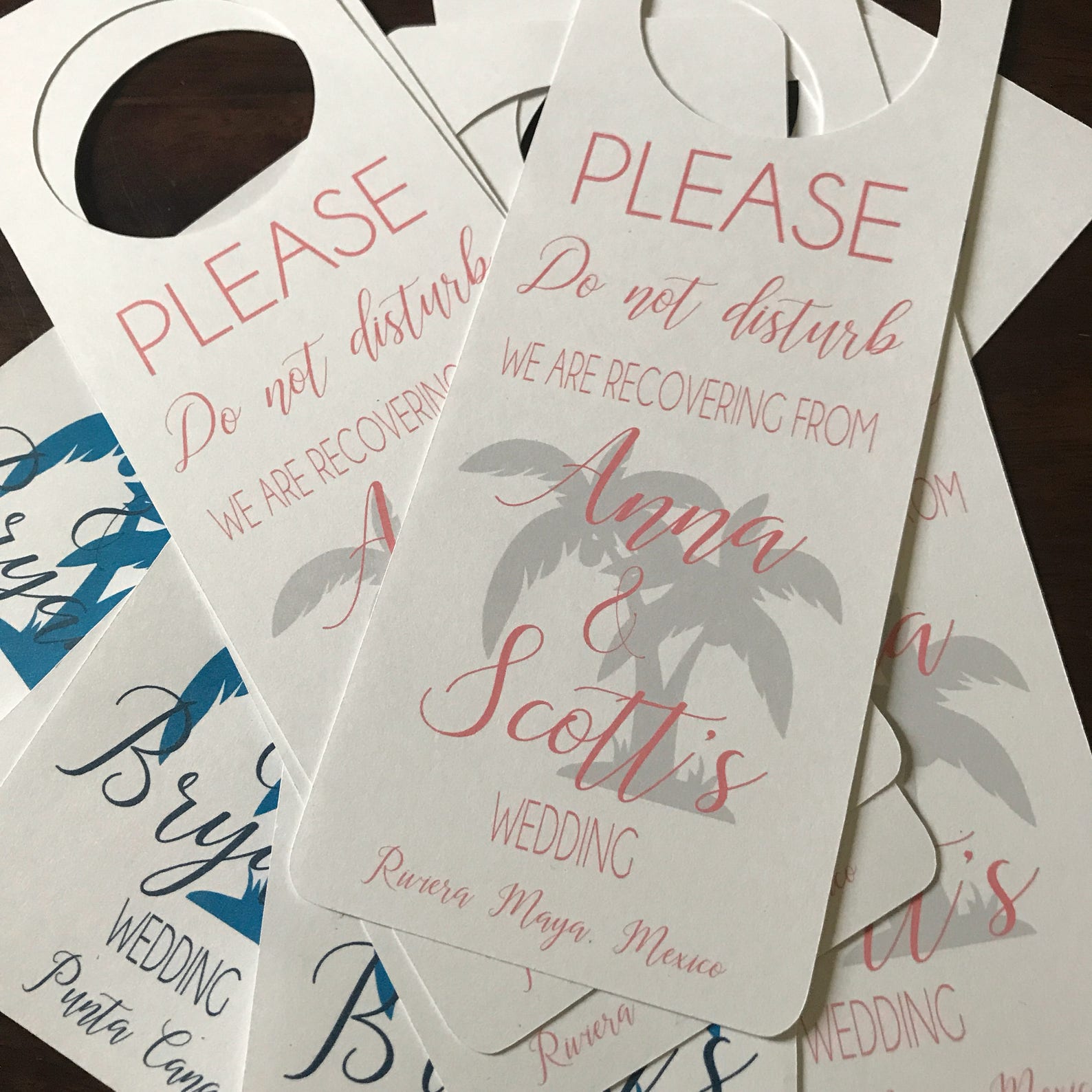Personalized Wedding Door Hangers – Destination Welcome Bag, Set of 10 ...