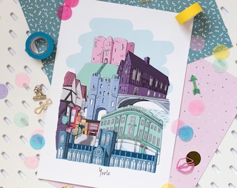 York City Print A4/A3/A2 Poster Wall Art Cityscape Skyline Yorkshire ...