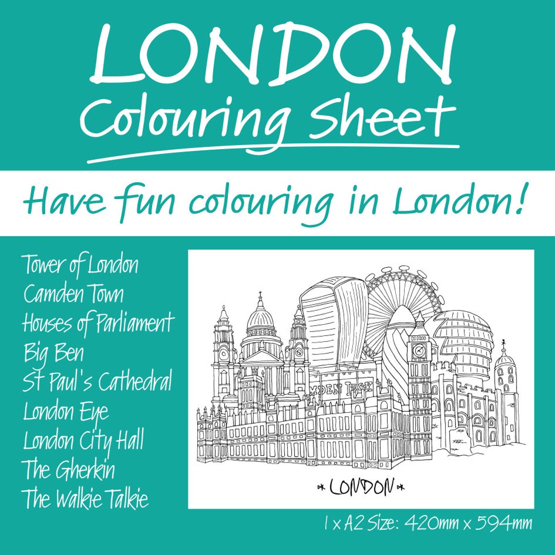 London Colouring Sheet London Illustration Activity Gift | Etsy UK