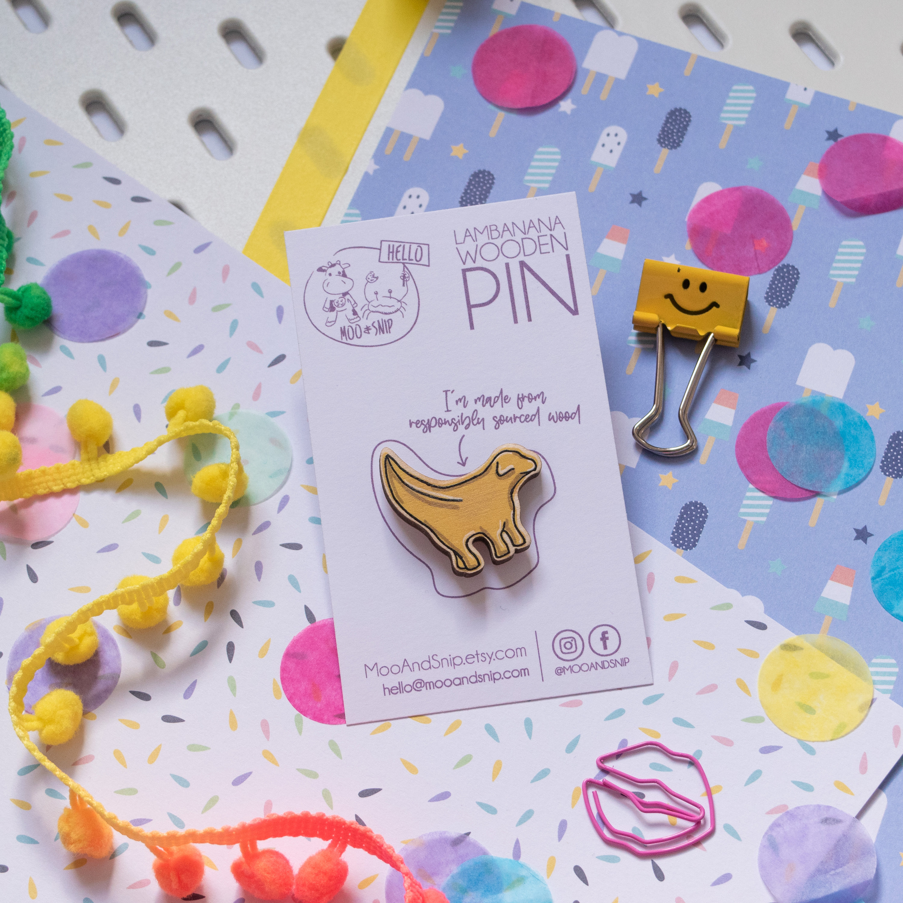 Animal Wooden Pin Badge Responsibly Sourced Animal Brooch - Etsy UK