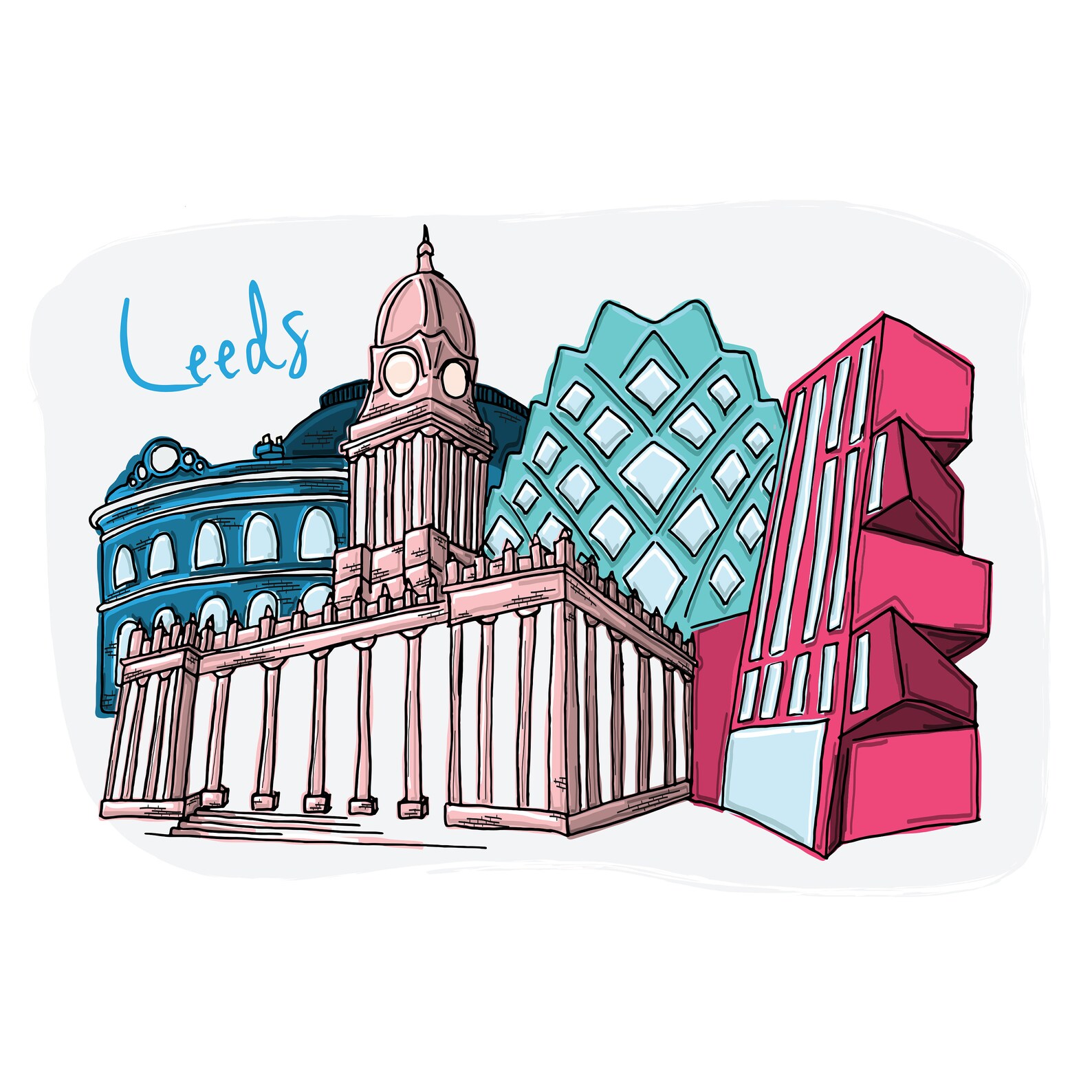 Leeds Skyline Landmarks Print - Etsy UK