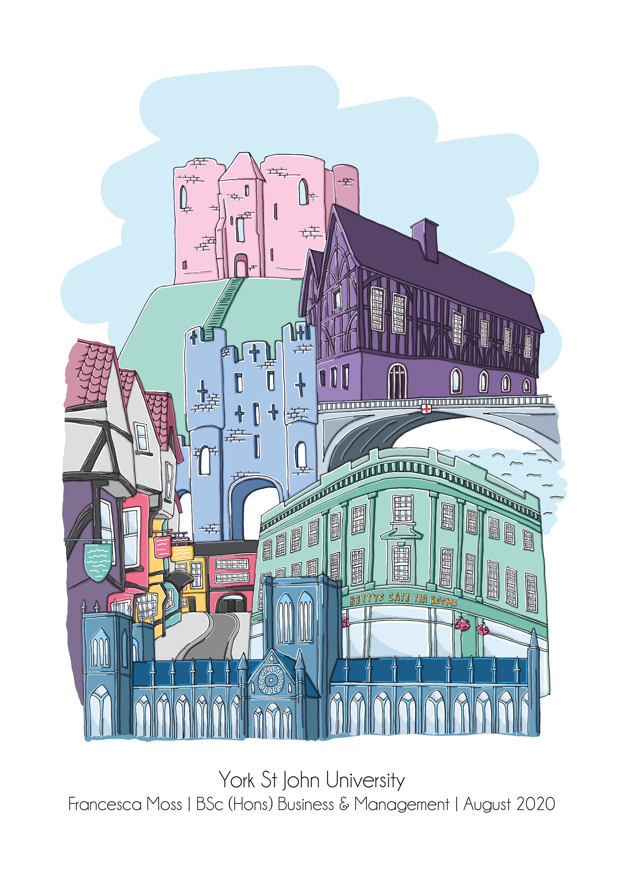 York Graduation Skyline Personalised Print | Etsy