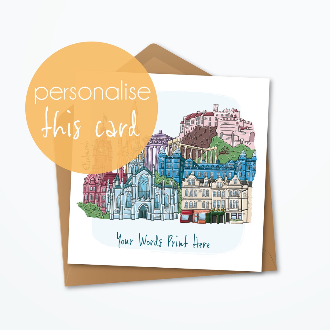 Personalised Edinburgh Greeting Card, Skyline - Etsy