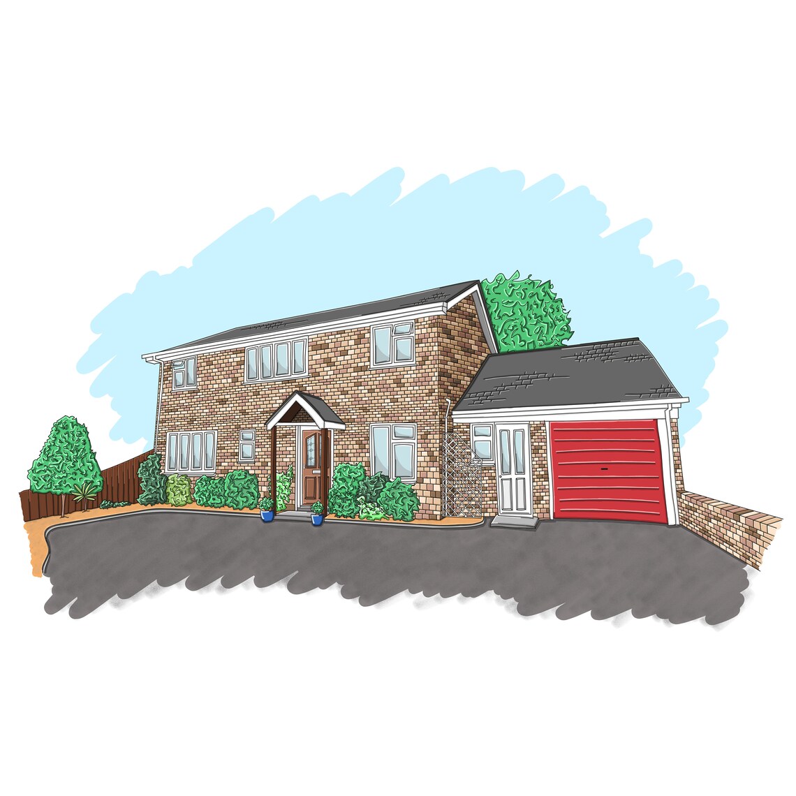 House Portrait Custom, Personalised House Illustration, New Home Gift ...