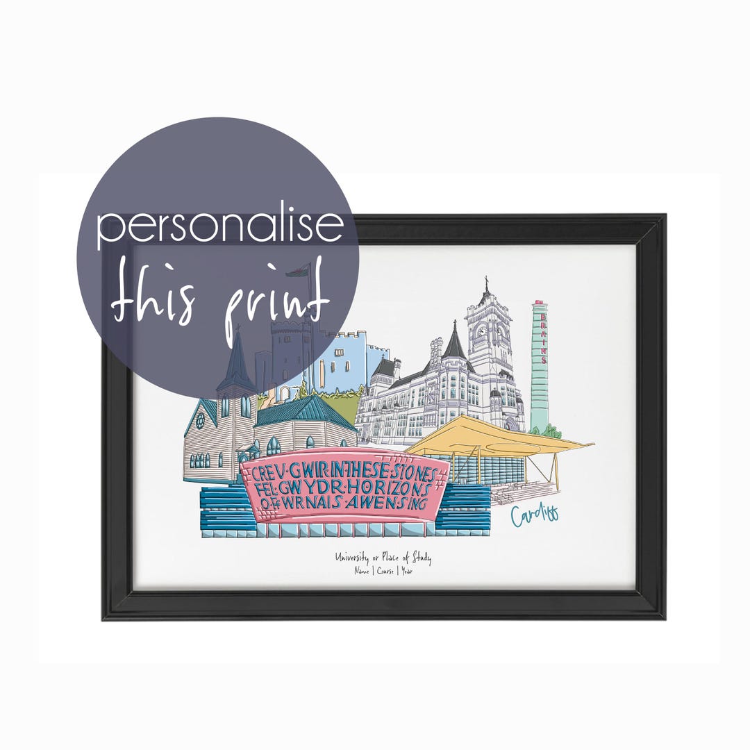 Cardiff Graduation Skyline Personalised Print, Degree Gift - Etsy