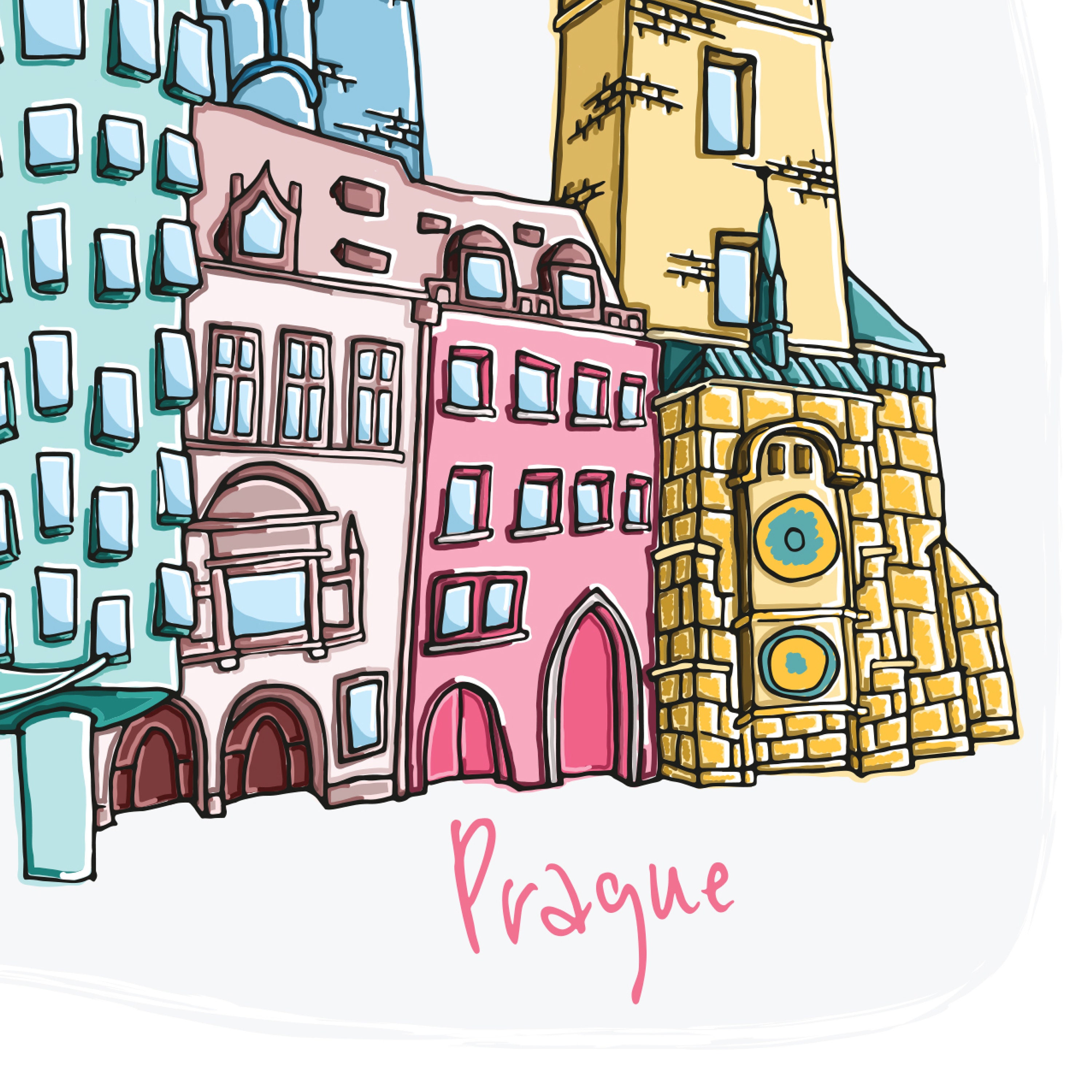 Prague Skyline Illustration Print - Etsy UK