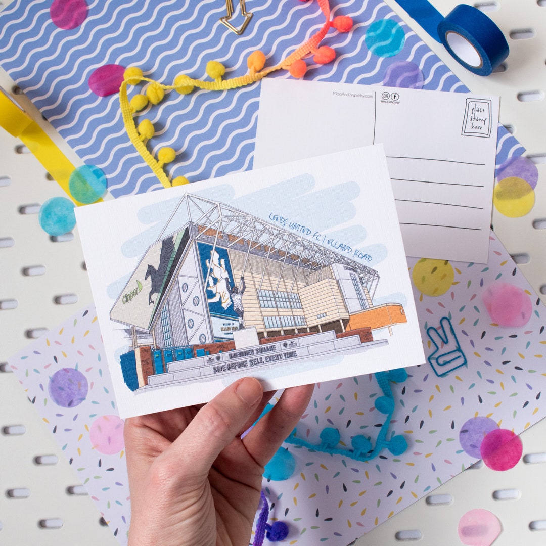 Elland Road Postcard, Landmark Illustration - Etsy