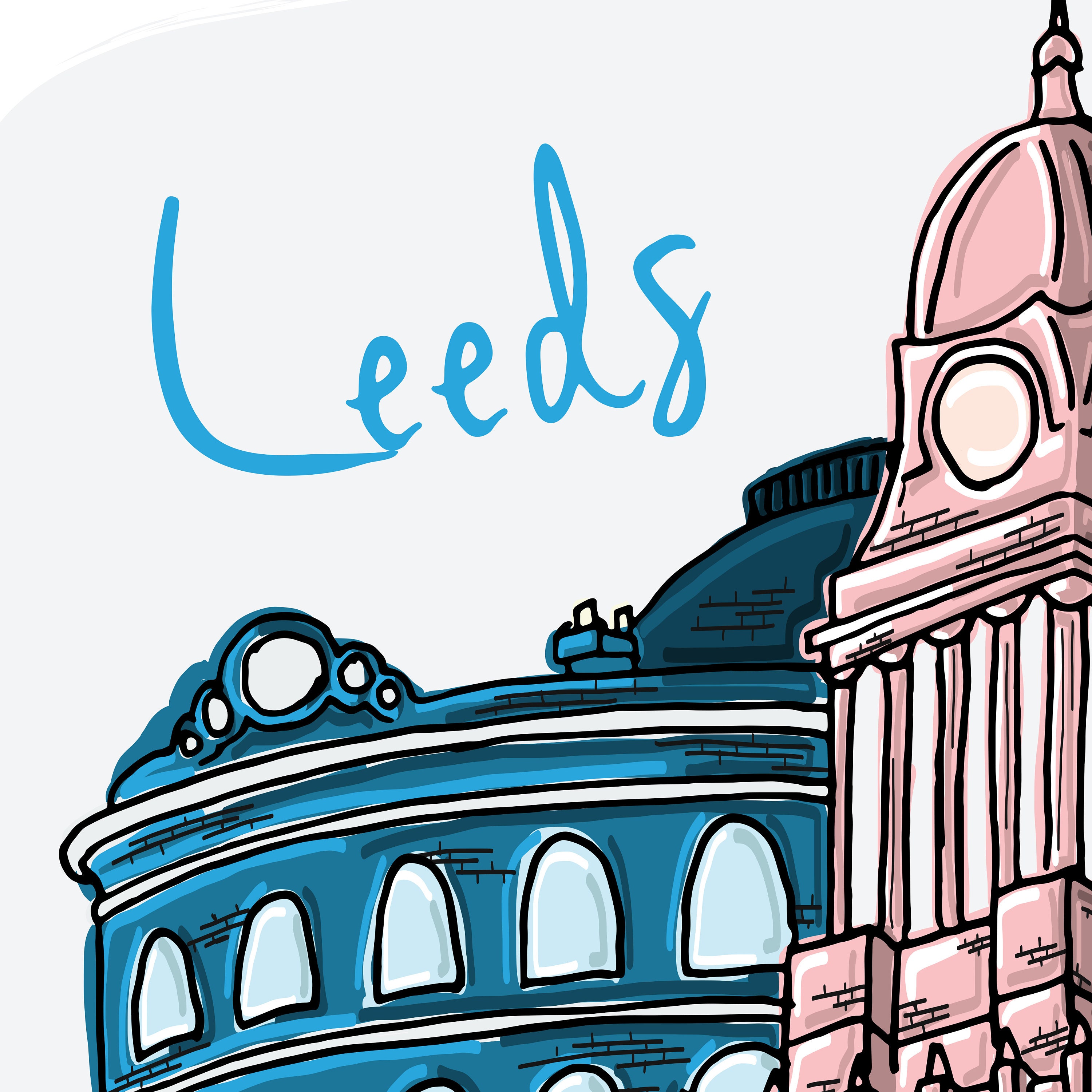 Leeds Skyline Landmarks Print - Etsy UK