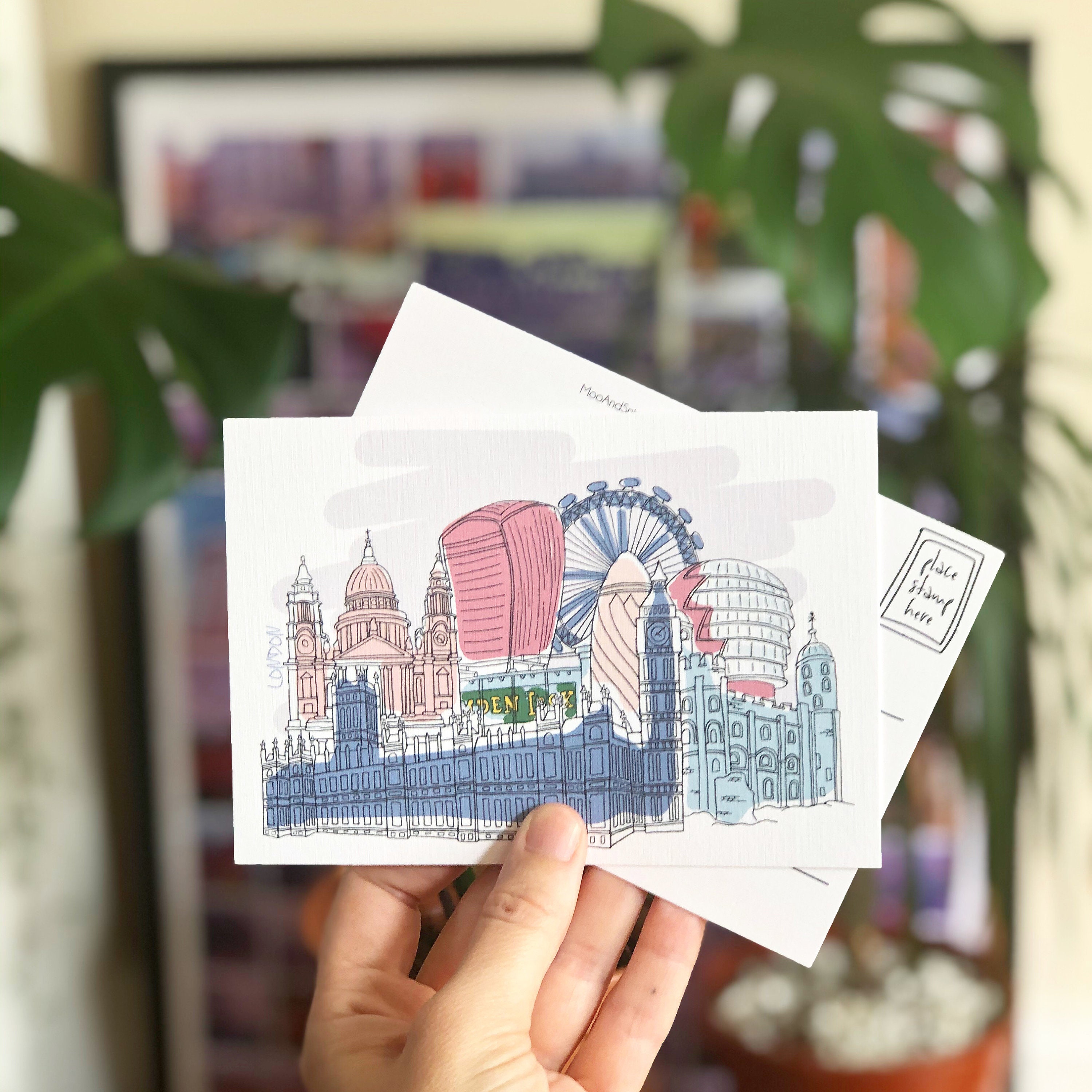 London Skyline Postcard, Landmark Illustrations - Etsy UK