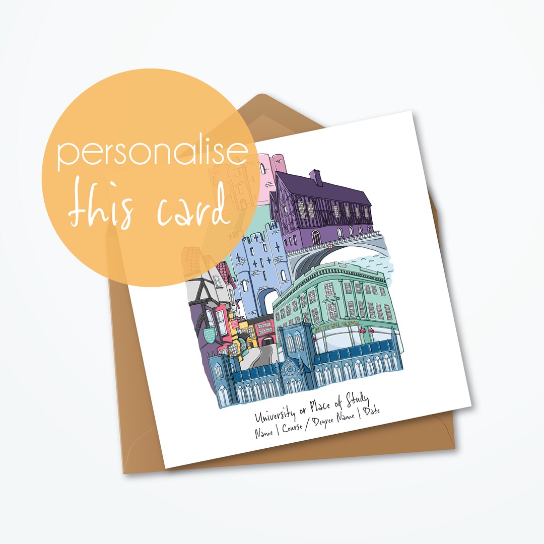 York Graduation Skyline Personalised Card - Etsy UK