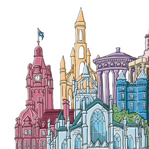 Edinburgh Skyline Illustration Print - Etsy