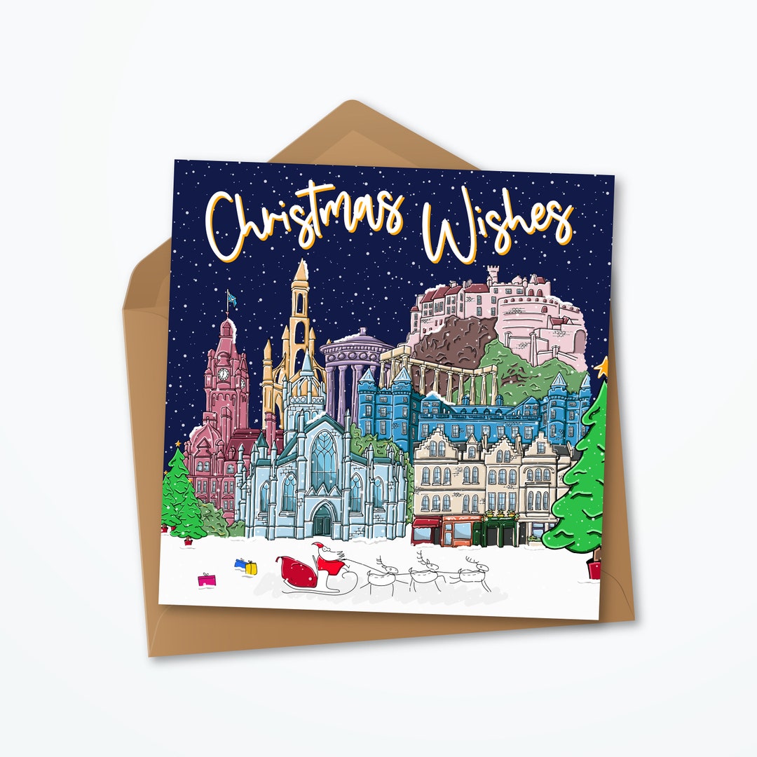 Edinburgh Christmas Card, Cityscape - Etsy