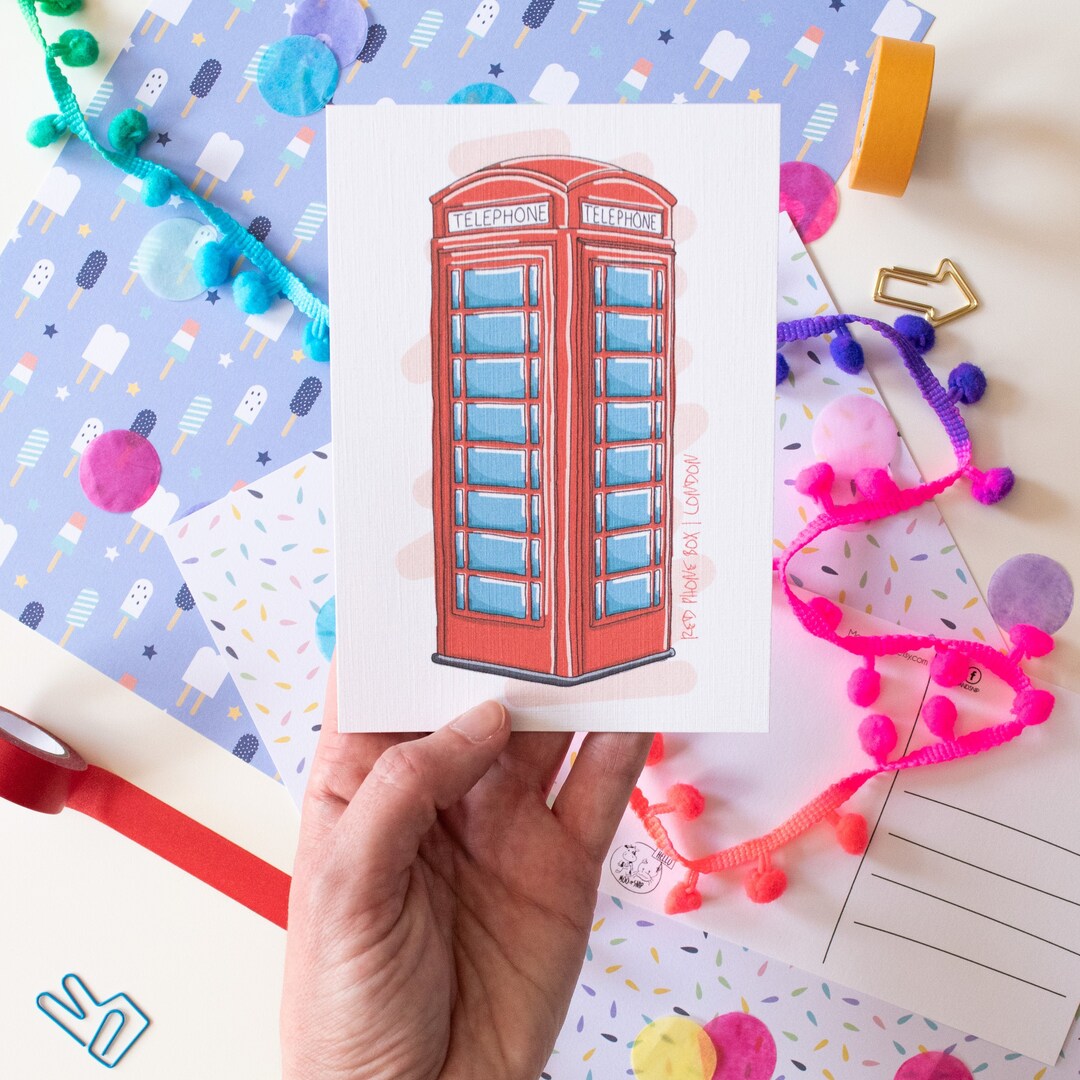 Red Telephone Box, London Landmark Illustration - Etsy UK