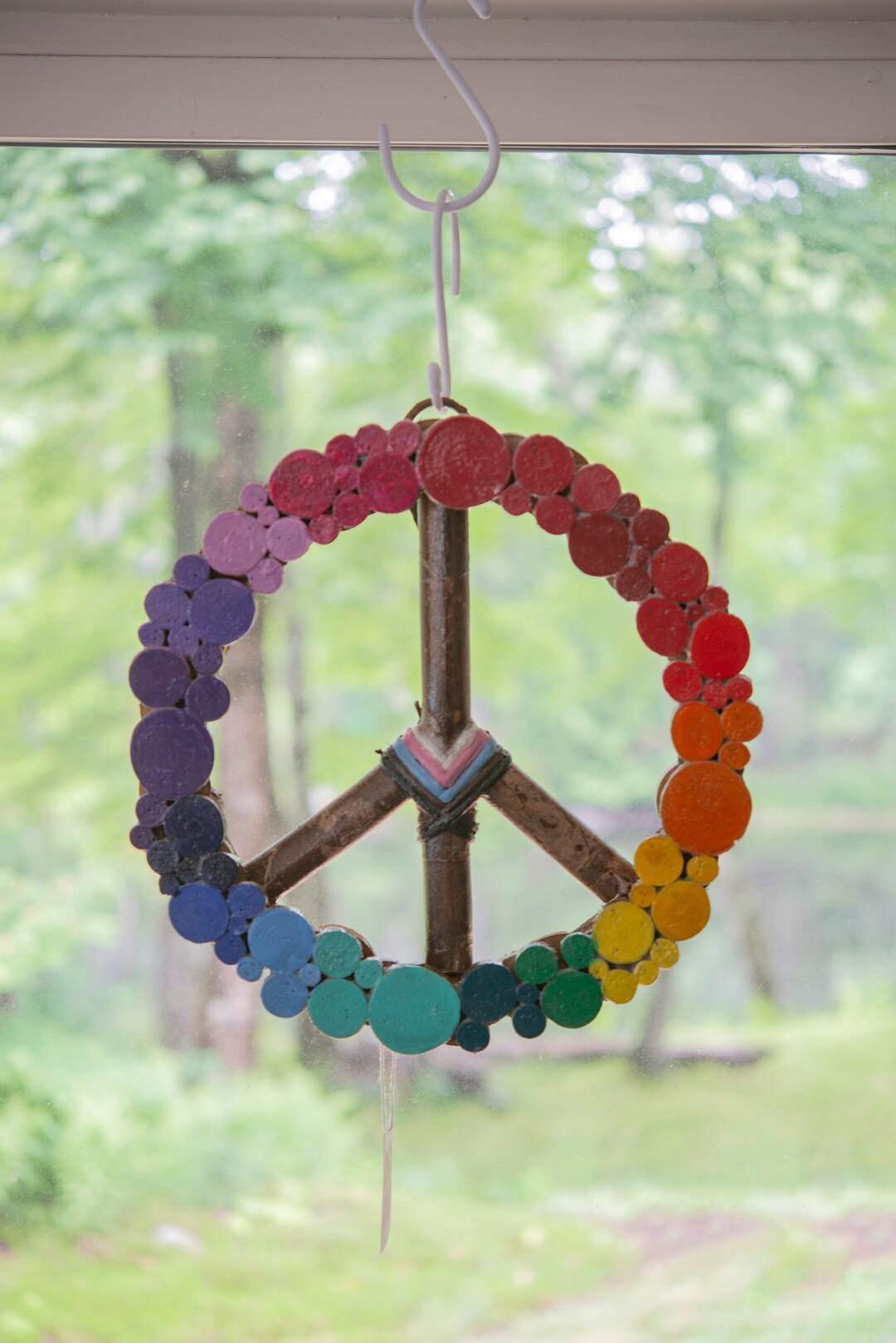 Pride Peace Sign Door Hanger Wreath Reclaimed Wood Pride Decor Indoor ...