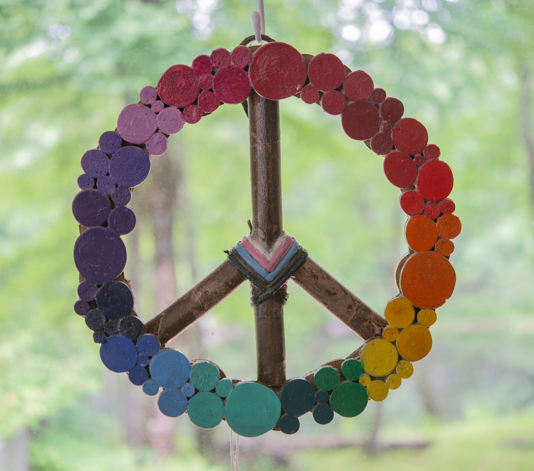 Pride Peace Sign Wreath - Door Hanger - Reclaimed Wood - Pride Decor ...