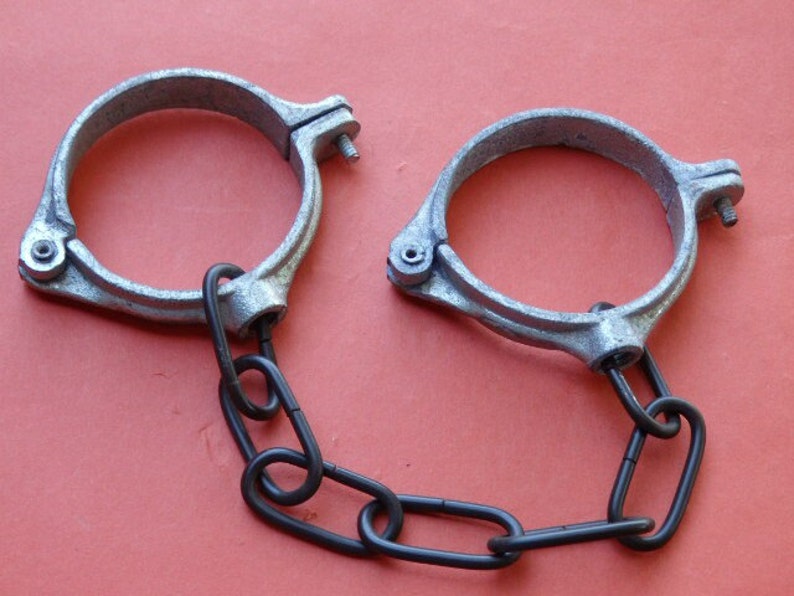 Old Metal Wrist Cuffs With Chain/spring/ring LOCKABLE RESTRAINTS ...
