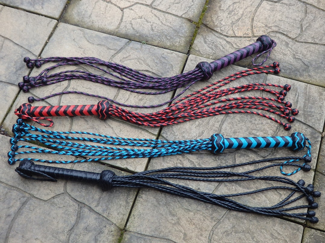 ROLLING THUNDER Leather Flogger Cat of 9 TAILS - Braided Plaited Tails ...