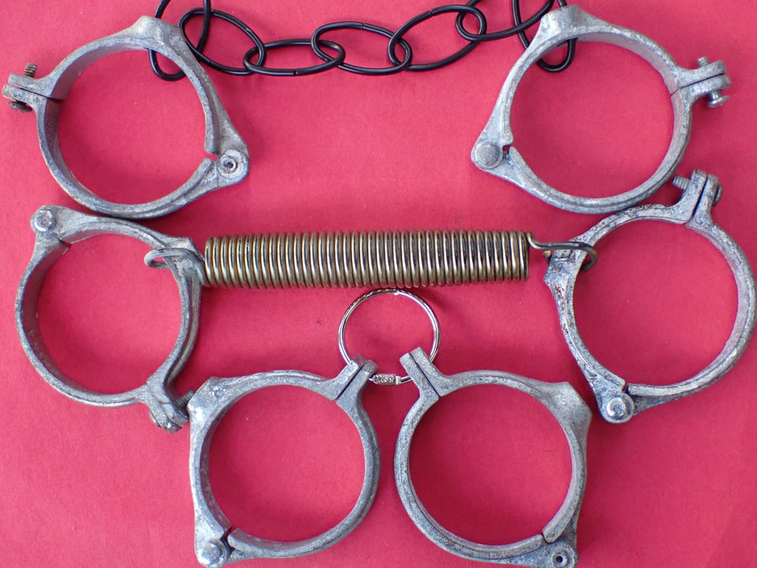 Old Metal Wrist Cuffs With Chain/spring/ring LOCKABLE RESTRAINTS ...