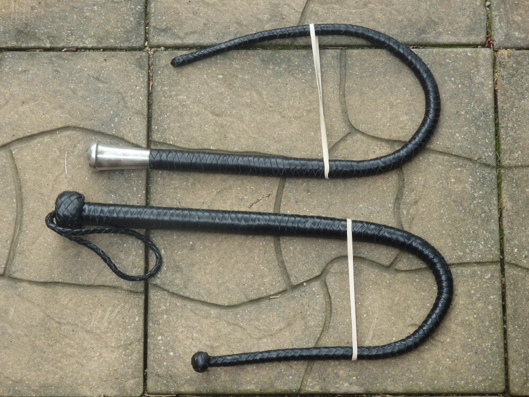 New Black Leather BULL WHIP With Metal Handle or Cherry Bomb Ball Tip ...