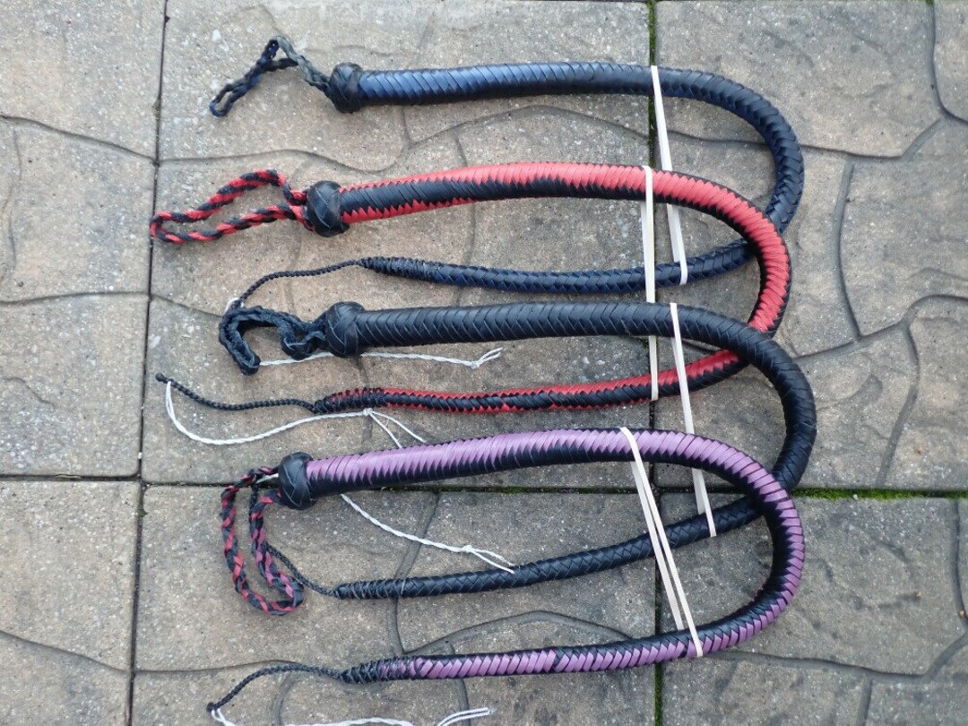Blue Red Black Purple Cowhide Leather Signal Whip/singletail 3 Ft 12 ...