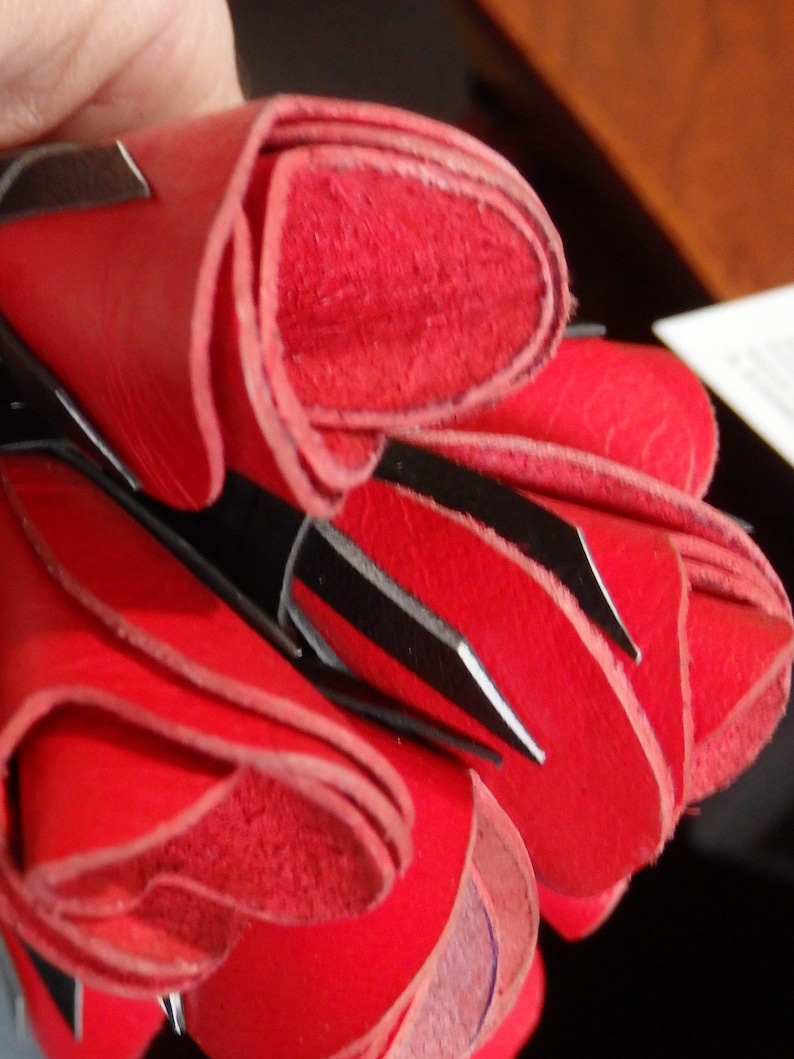 Gorgeous RED ROSE Leather Flogger Cat of 9 Tails | Etsy