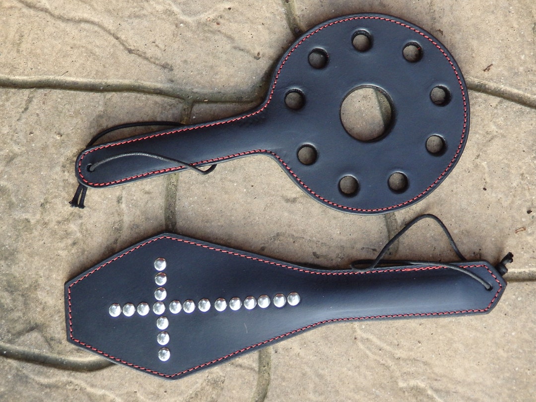 Leather COFFIN STUDDED or ROUND Paddle - Holes or Studs - Vampire - Etsy