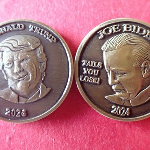 Donald TRUMP Joe BIDEN Challenge Flip Coin - Heads I Win, Tails You ...