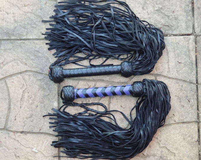 SUPER THUDDY Black Purple PREMIUM Leather Flogger 100 Tails - Etsy
