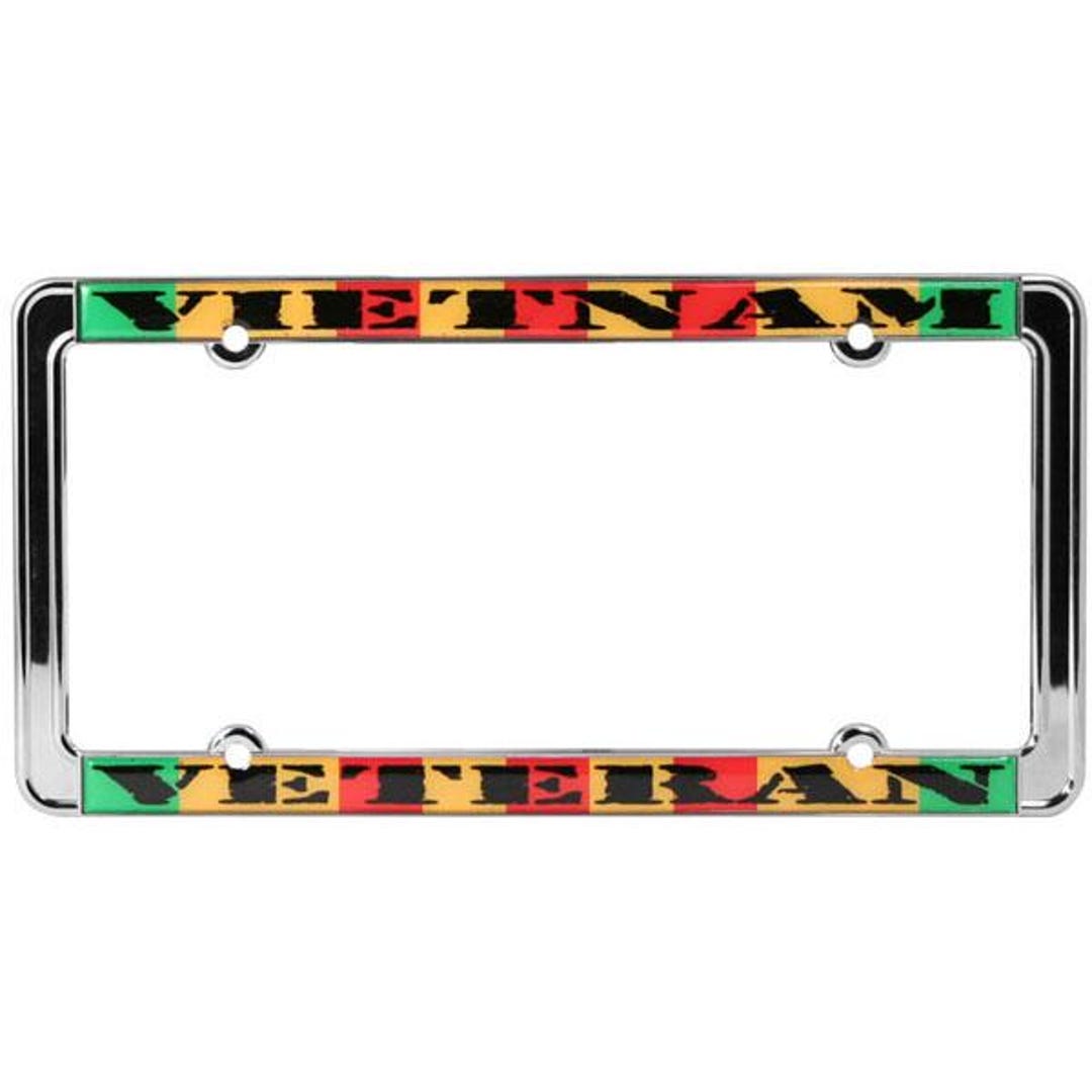 Vietnam Veteran Thin Rim Glossy Print Chrome License Plate Frame ...