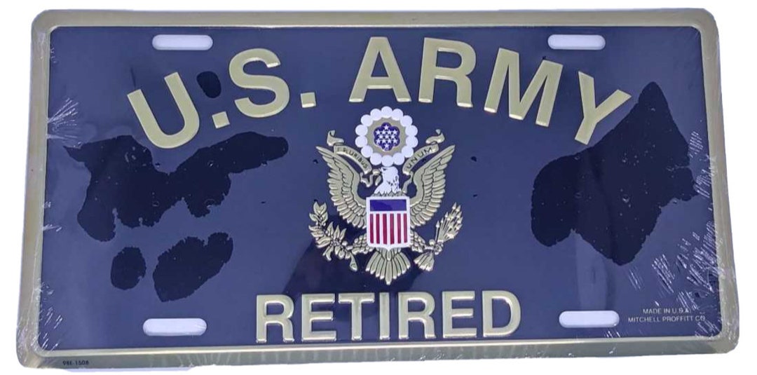 United States Army Retired in Gold With Army Crest Embossed BLACK ...