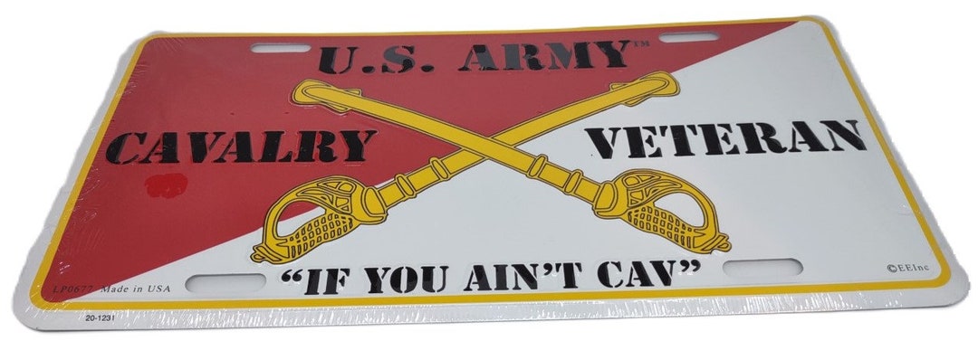 United States Army Calvary Veteran Crossed Swords Embossed License ...