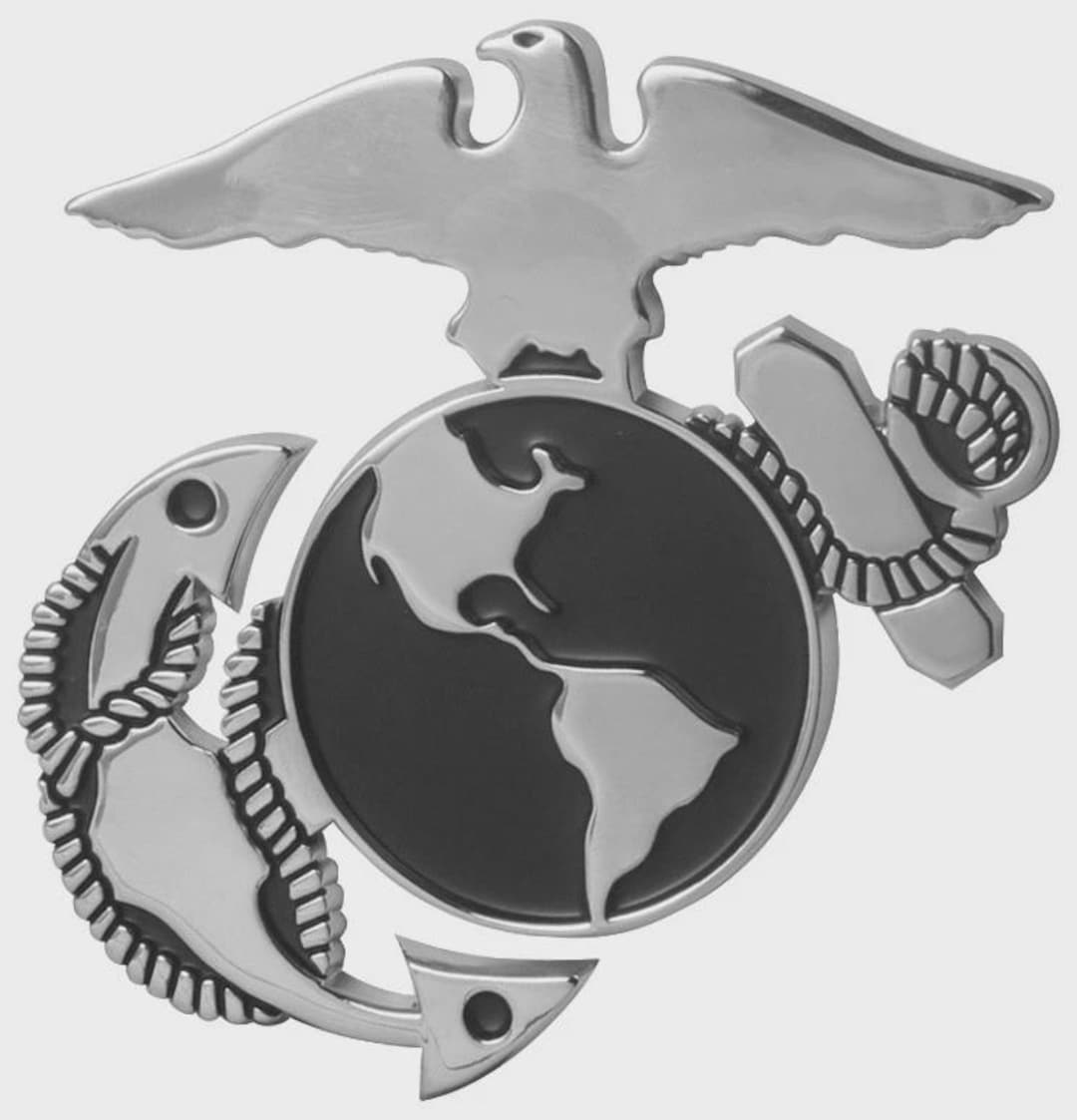 U.S. Marine Corps EGA Silver Metal Auto Emblem 3 In. X 3 In. Officially ...