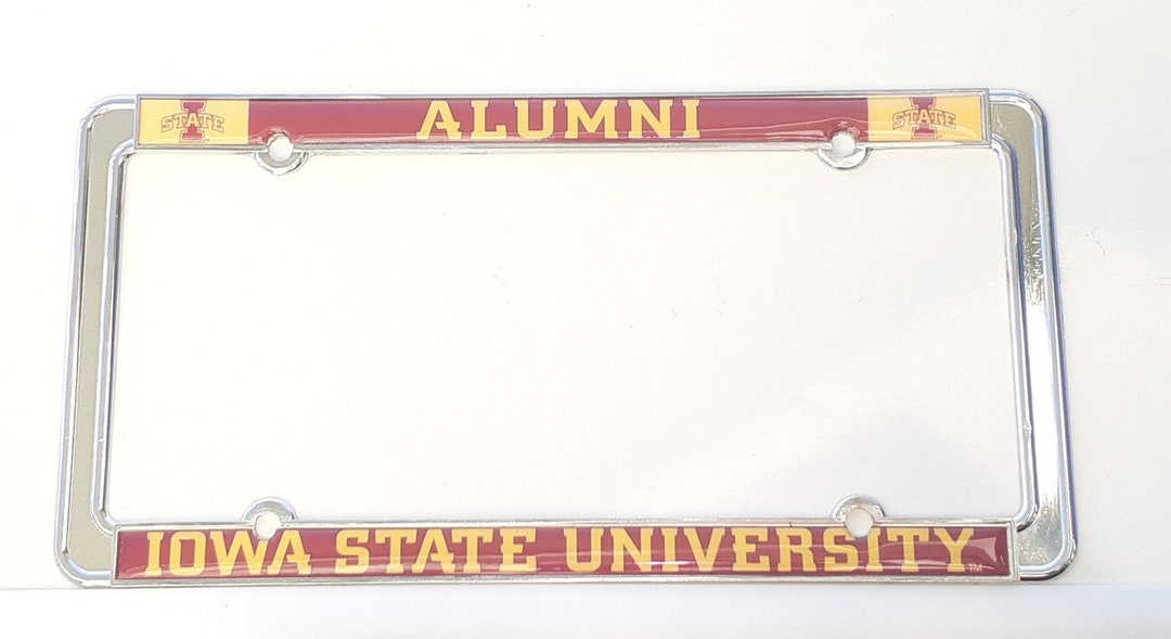 Iowa State University Alumni Glossy Print Thin Rim Chrome License Plate ...