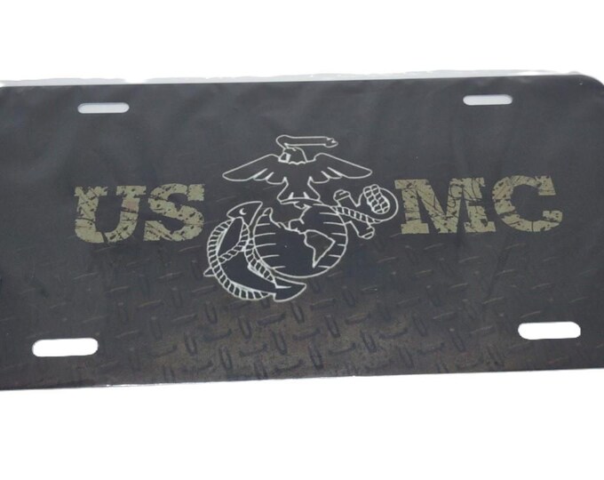 U.S. Marines EGA Diamond Plate Design Metal License Plate Officially ...