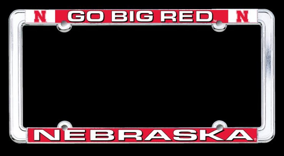 Go Big Red Nebraska Glossy Print Chrome License Plate Frame Officially ...
